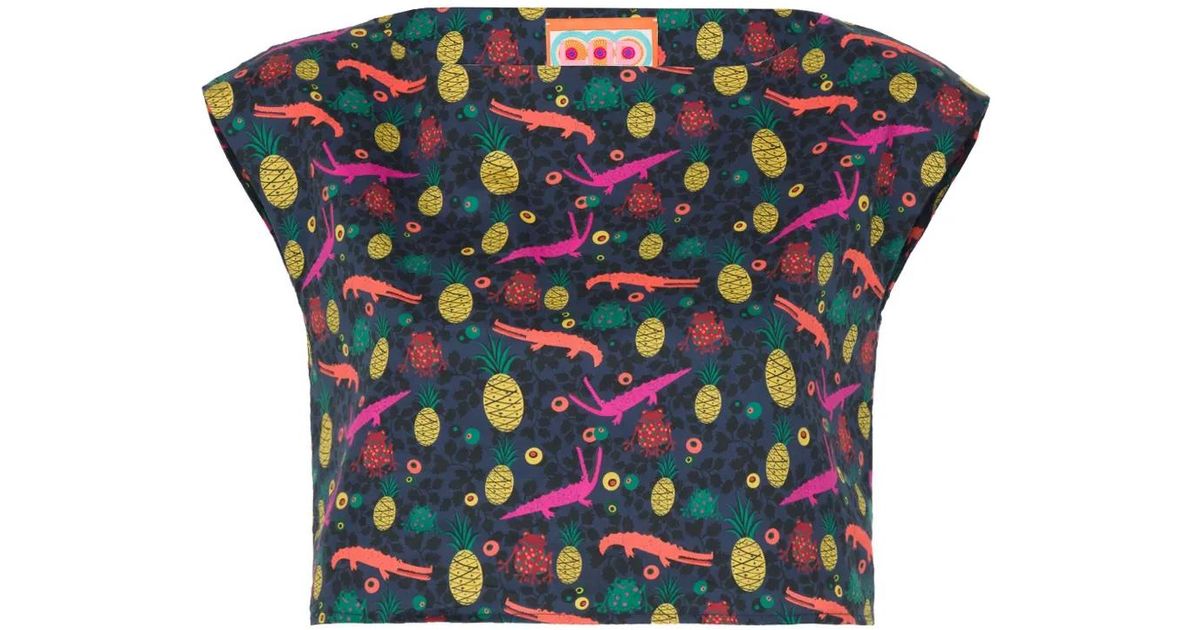LHD Pineapple Alligator Print Top in Blue | Lyst UK