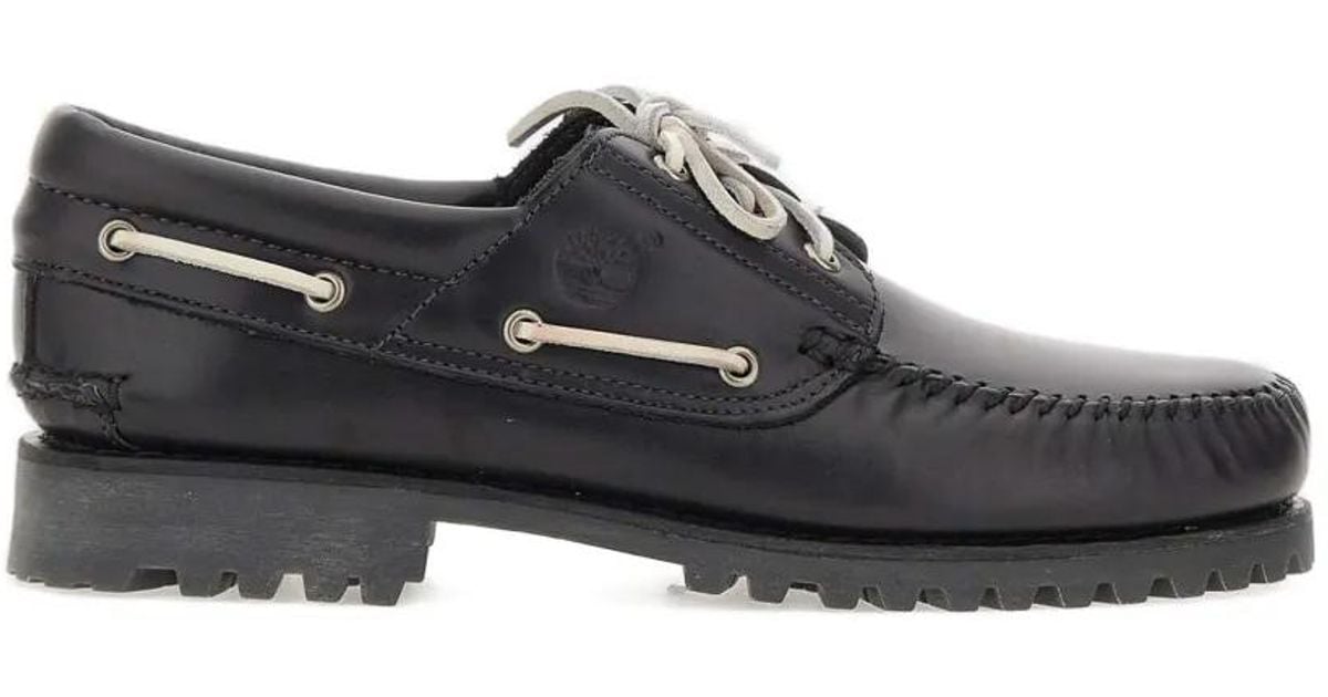 Timberland Road Trip 3-Eye Lug Handsewn Boat Shoes in Black for Men | Lyst