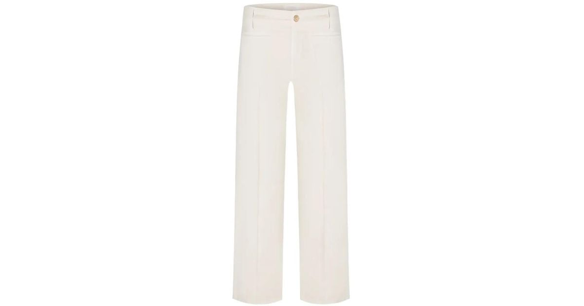 Cambio Buttoned Cropped Jeans in White | Lyst UK