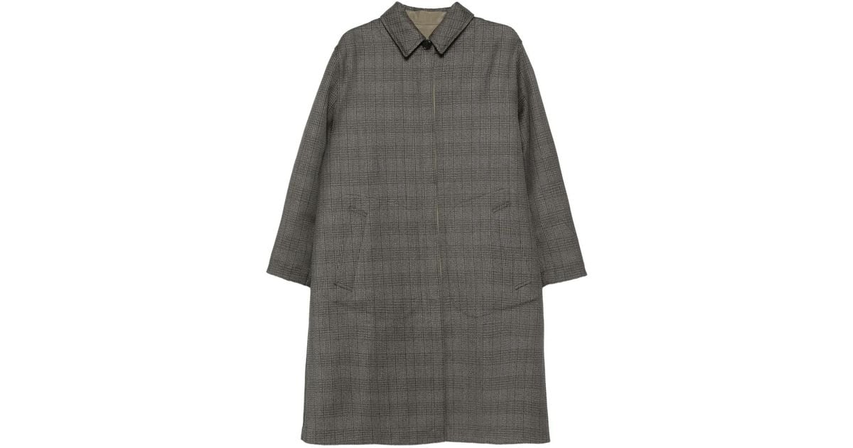 The Row Wool-Silk Check Coat in Gray | Lyst