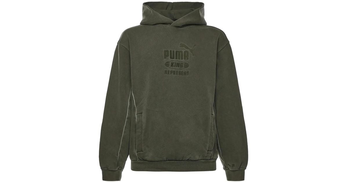 PUMA X Represent Logo-Embroidered Hoodie in Green for Men | Lyst UK