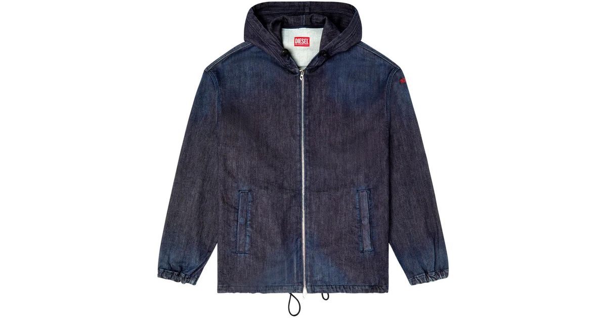 DIESEL Hooded Denim Jacket in Blue for Men | Lyst
