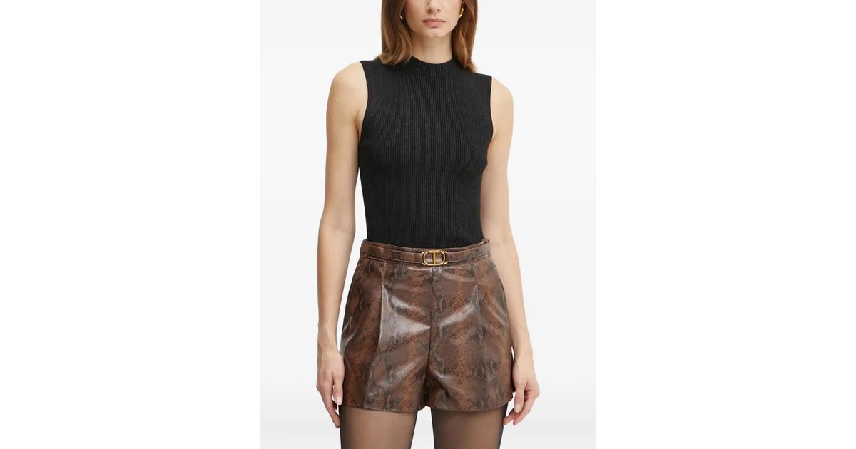BOSS Fusoni Ribbed Sleeveless Tank Top in Brown | Lyst UK