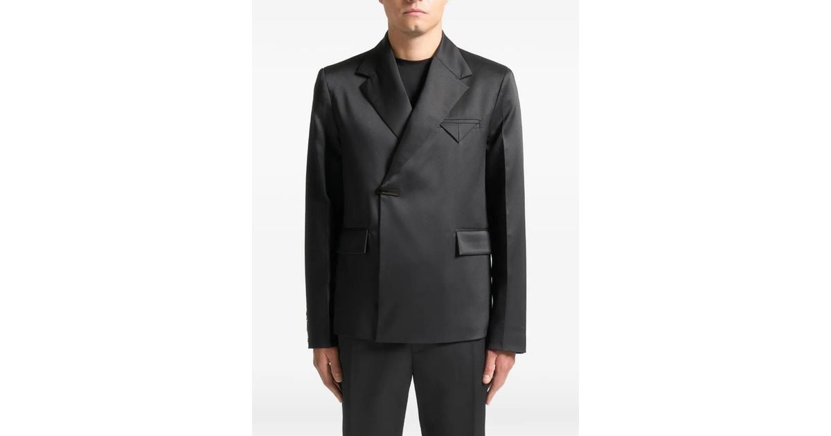 Manière De Voir Gaston Satin Double-Breasted Suit Jacket in Black for ...