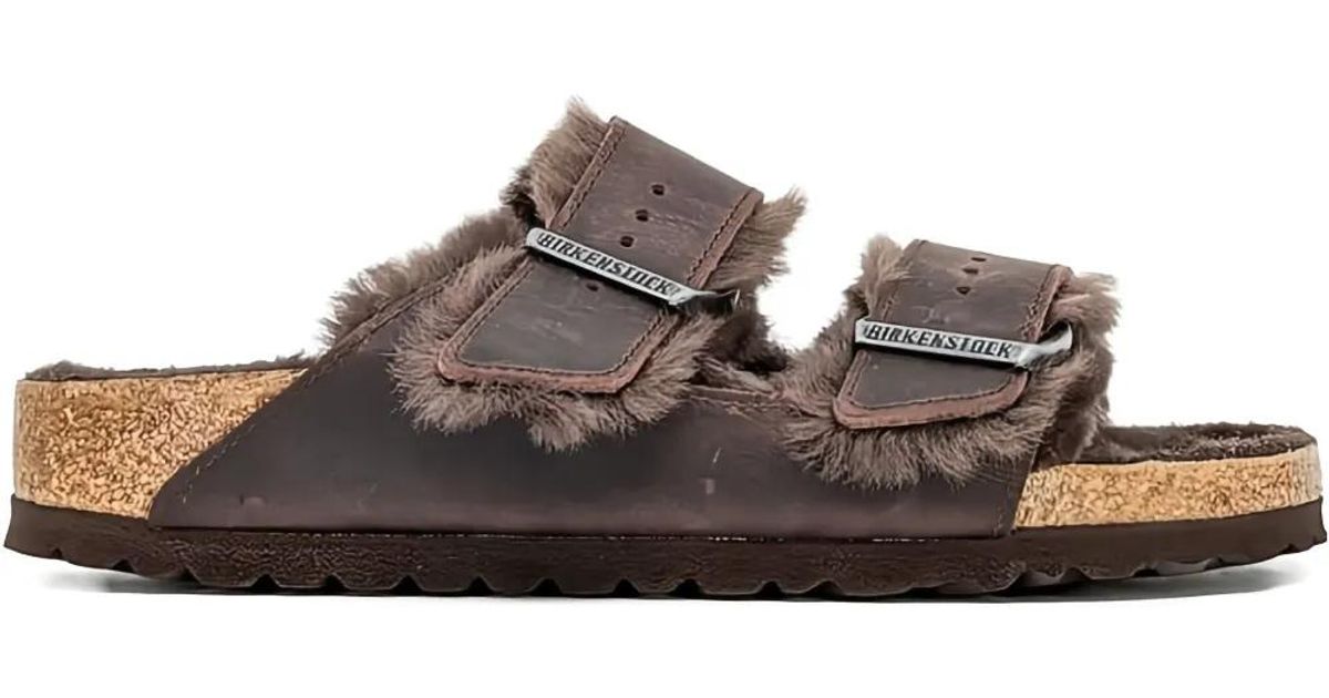 Birkenstock Arizona Shearling "Habana" Sandals in Brown for Men | Lyst UK