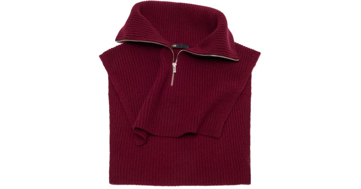 Maje Zip-Up Collar in Red | Lyst UK