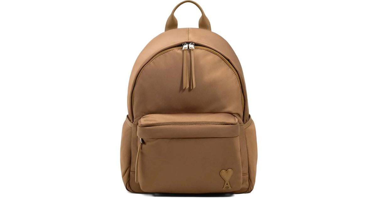 Ami Paris Marcel Backpack in Brown | Lyst