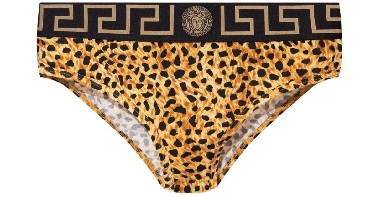 Versace Cheetah-Print Briefs in White | Lyst