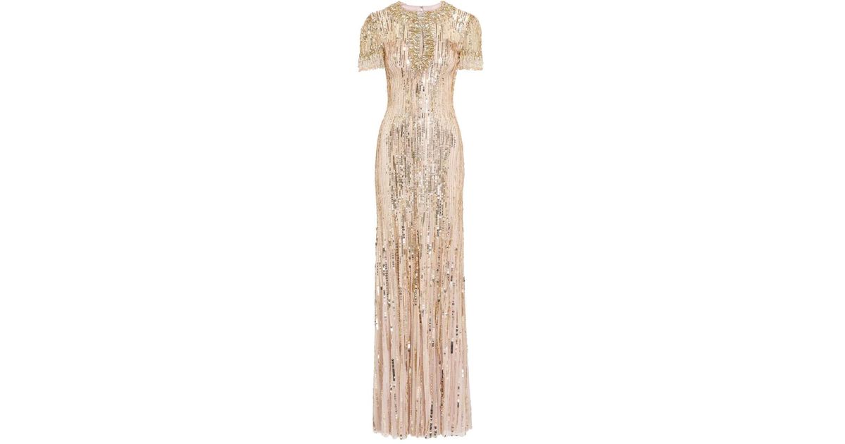 Jenny Packham Nova Sequin-Embellished Keyhole-Neck Maxi Dress in ...