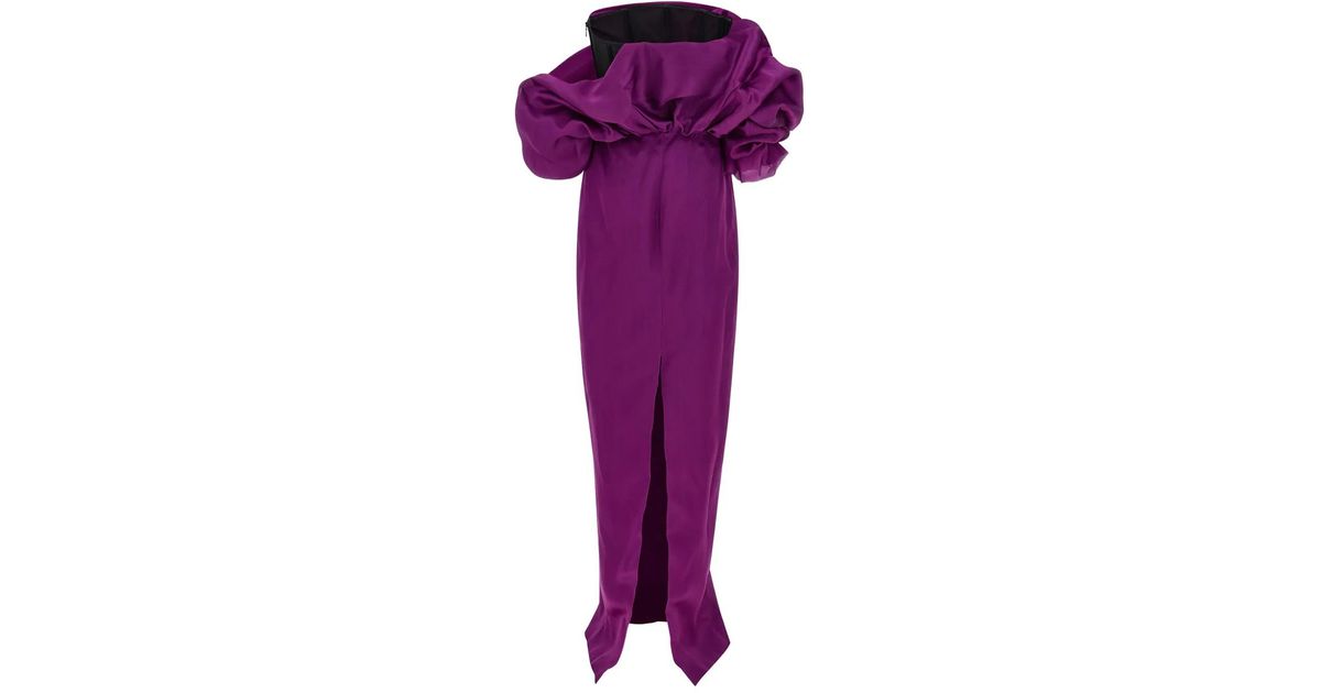 Tom Ford Ruffled Off-Shoulder Maxi Dress in Purple | Lyst UK