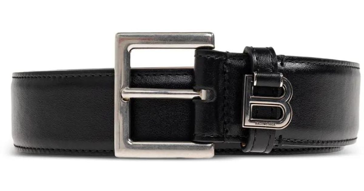 Balenciaga Logo-Plaque Leather Belt in White for Men | Lyst UK