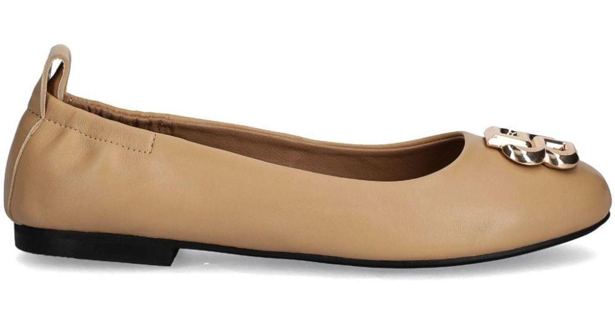 BOSS Monogram Leather Ballerina Shoes in Brown | Lyst