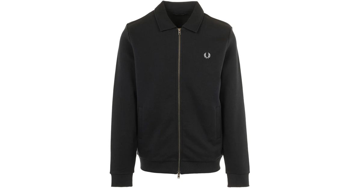 Fred Perry Logo-Detail Zip-Up Shirt Jacket in Black for Men | Lyst