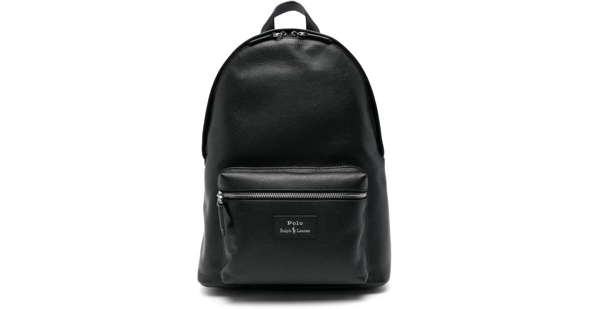 Polo Ralph Lauren Pebble Leather Backpack in Black for Men | Lyst