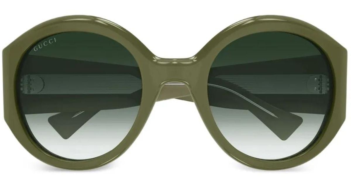 Gucci Round-Frame Sunglasses in Green | Lyst UK