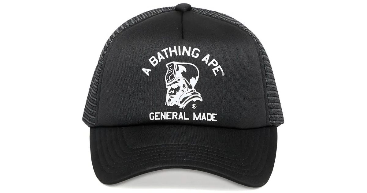 A Bathing Ape Logo Mesh Hat in Black | Lyst UK