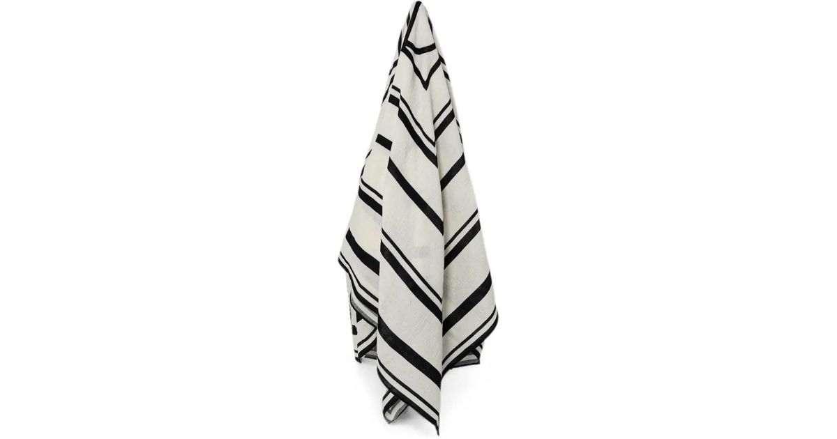 Anine Bing Eliza Logo-Print Striped Scarf in White | Lyst UK
