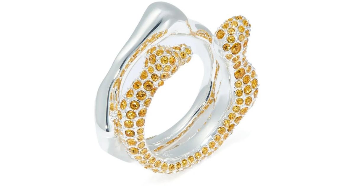 Tory Burch Crystal-Embellished Ring in Metallic | Lyst