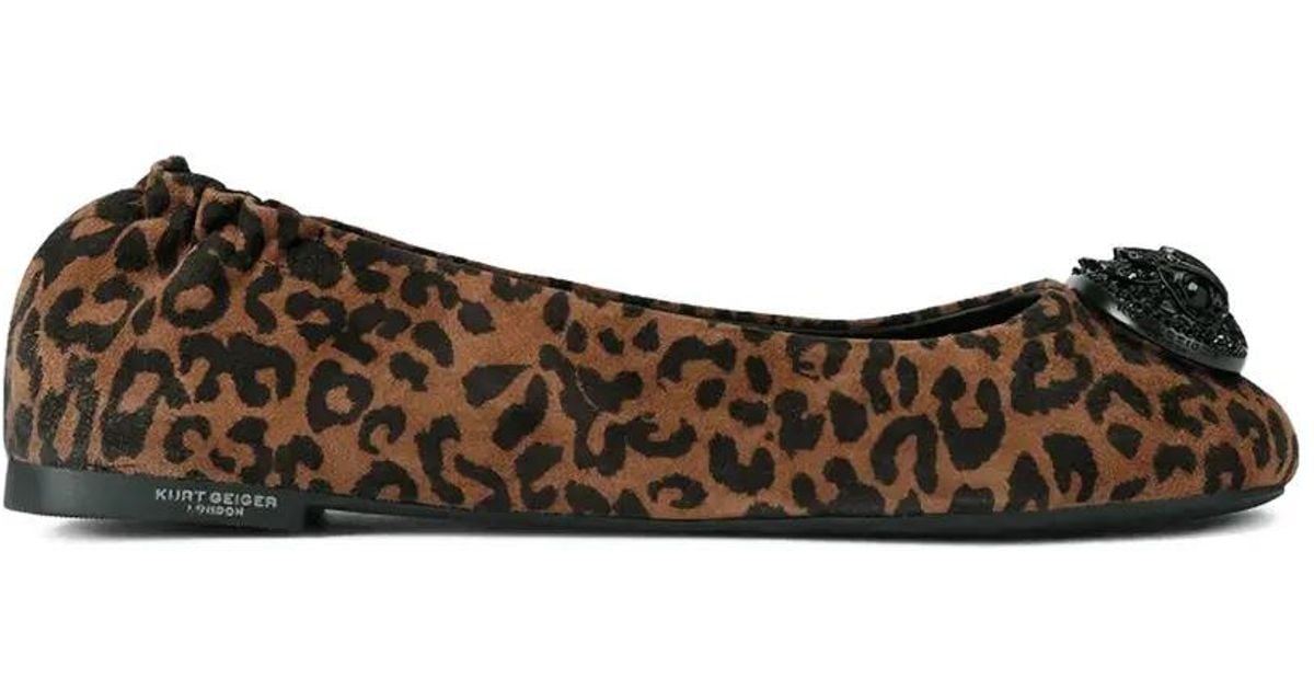 Kurt Geiger Animal-Print Embellished Ballet Flats in White | Lyst UK