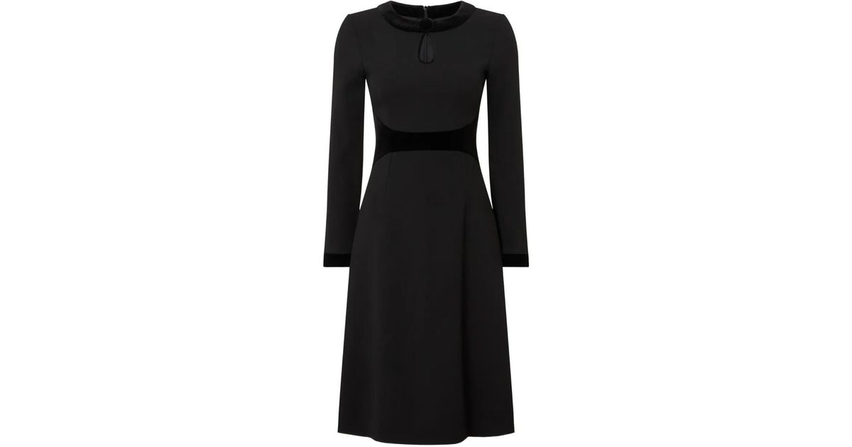 Jane Wilder Keyhole Velvet Midi Dress in Black | Lyst UK