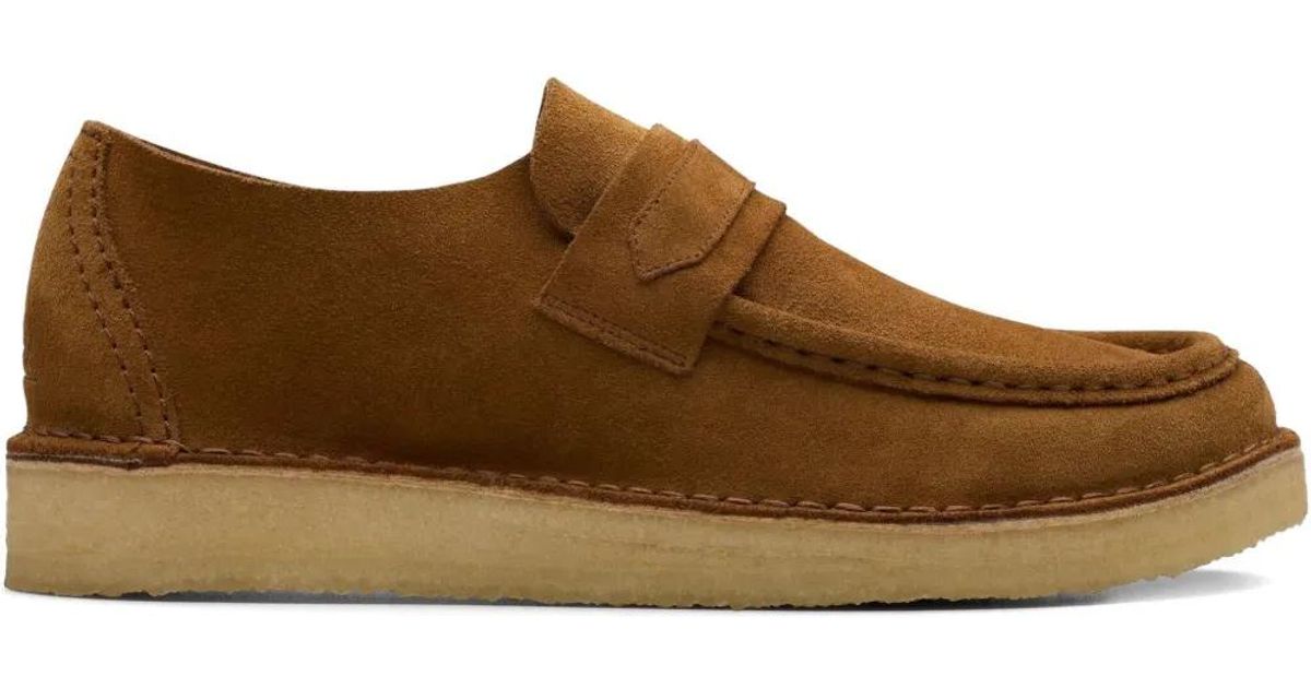 Clarks Nomad Suede Penny Loafers in Brown for Men | Lyst