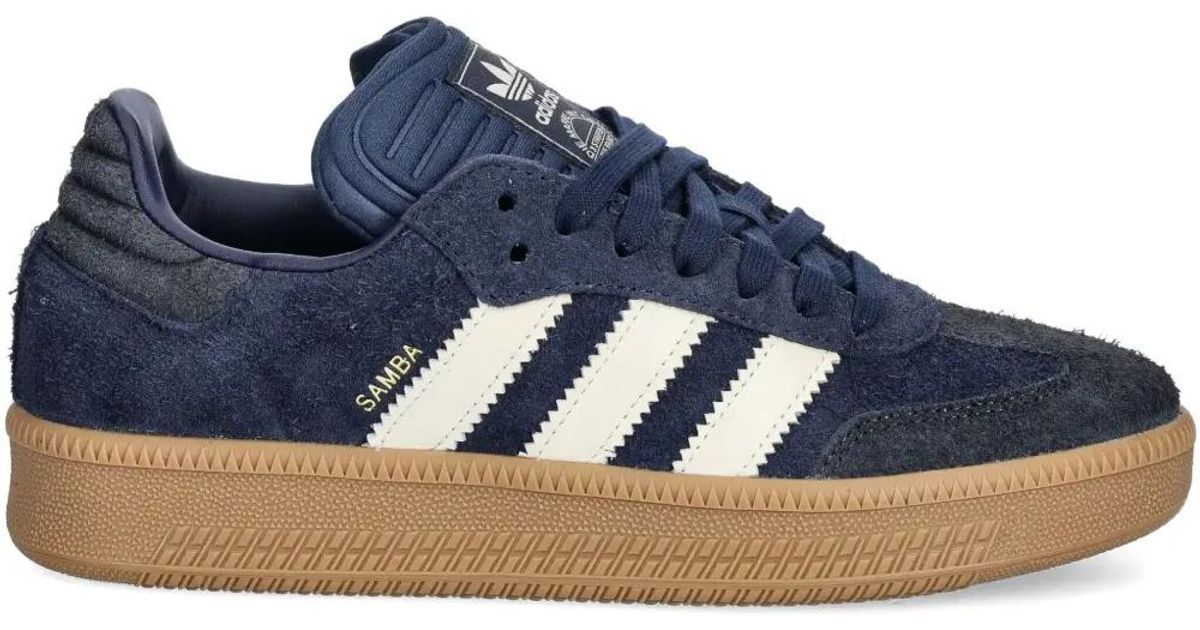 adidas Samba Xlg Three-Stripe Suede Sneakers in Blue | Lyst