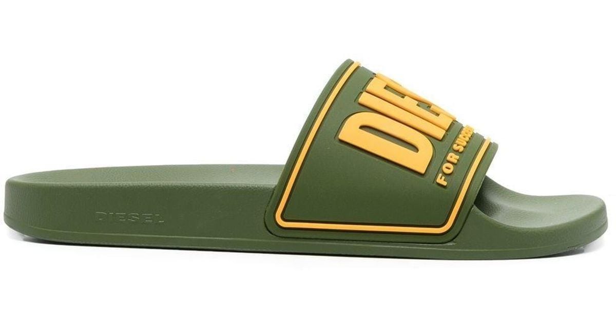 DIESEL 3d-logo Pool Slides in Green for Men | Lyst Canada