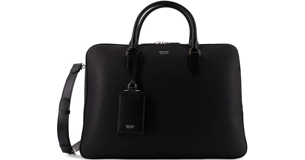 Tom Ford Top Handle Leather Briefcase in Black for Men | Lyst UK
