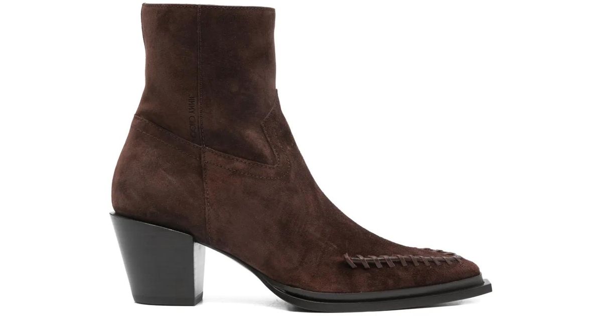 Jimmy Choo 60Mm Cece Pointed-Toe Boots in Brown | Lyst UK