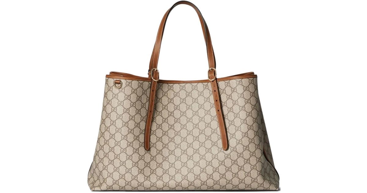 Gucci Large Gg Emblem Tote Bag in Natural | Lyst