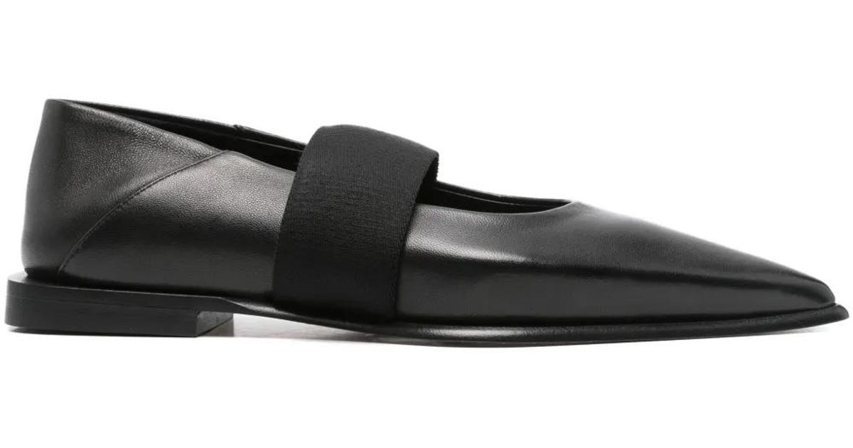 Sportmax Leather Ballet Flats in Black | Lyst