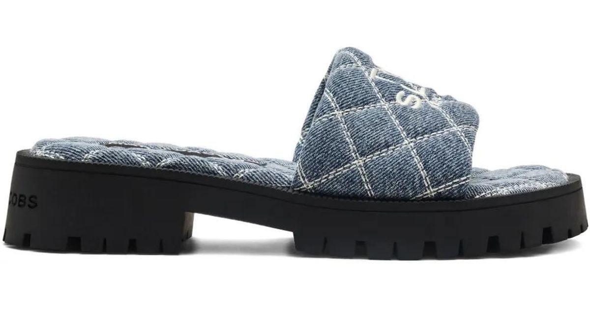 Marc Jacobs The Quilted Denim Slides in Blue | Lyst