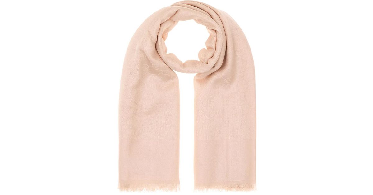Gucci Gg Jacquard-Motif Scarf in Natural | Lyst UK