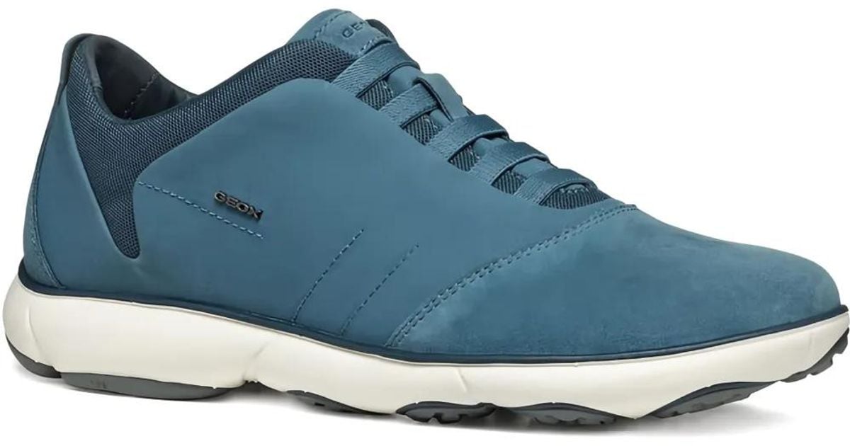 Geox Nebula Leather Mesh Trainers in Blue for Men | Lyst
