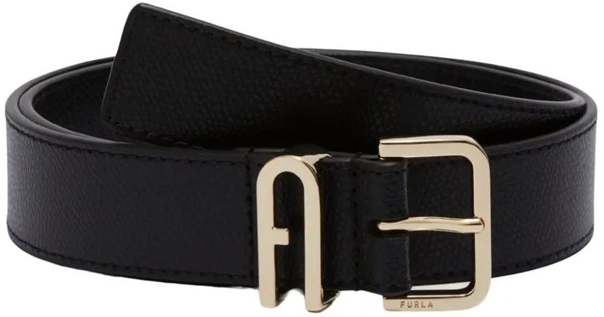 Furla Camelia Logo Belt in Black | Lyst UK