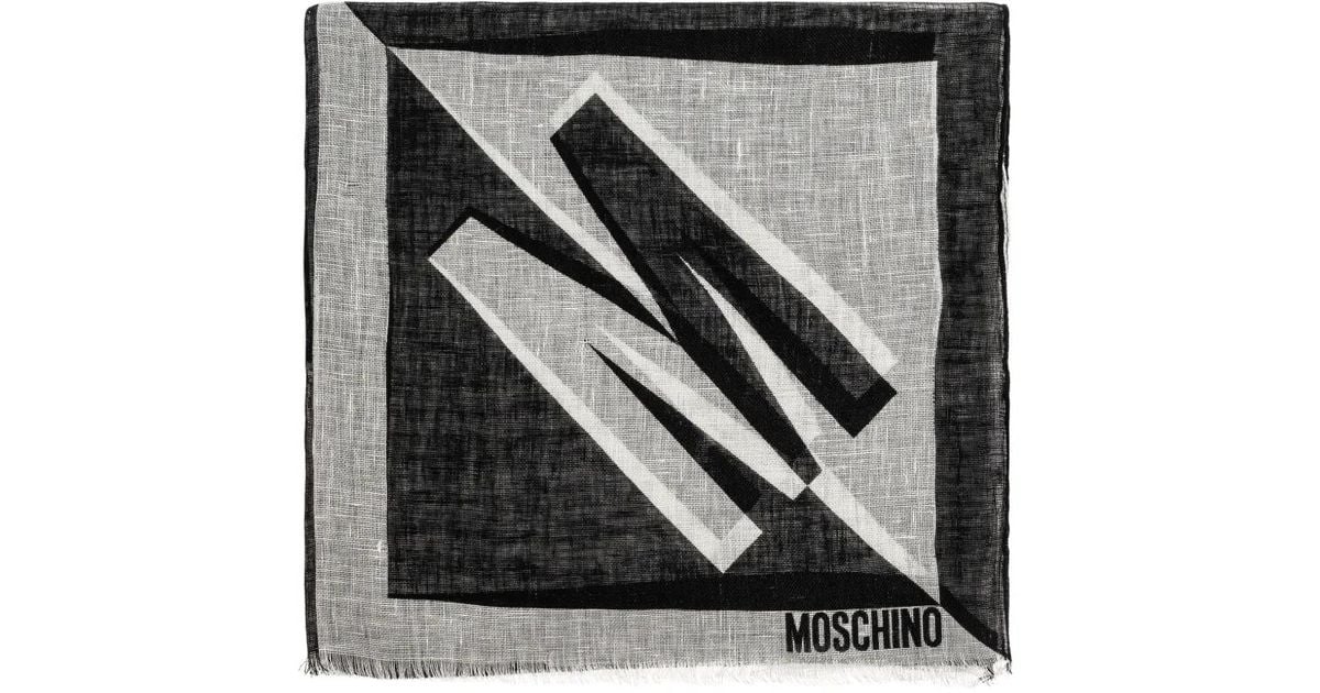 Moschino Logo-Print Scarf in Black | Lyst UK