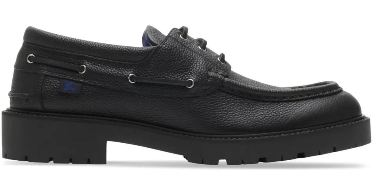Burberry Raft Boat Shoes in Black for Men | Lyst