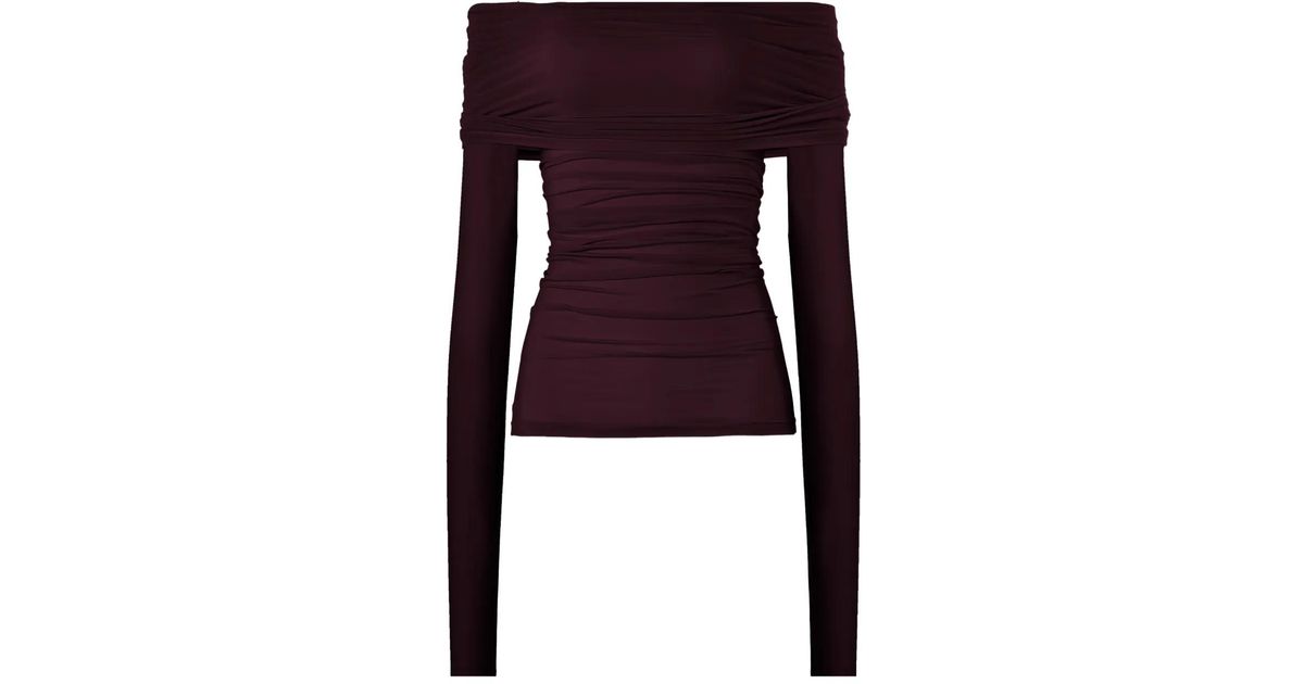 Wolford Draped Long-Sleeve Top in Red | Lyst UK