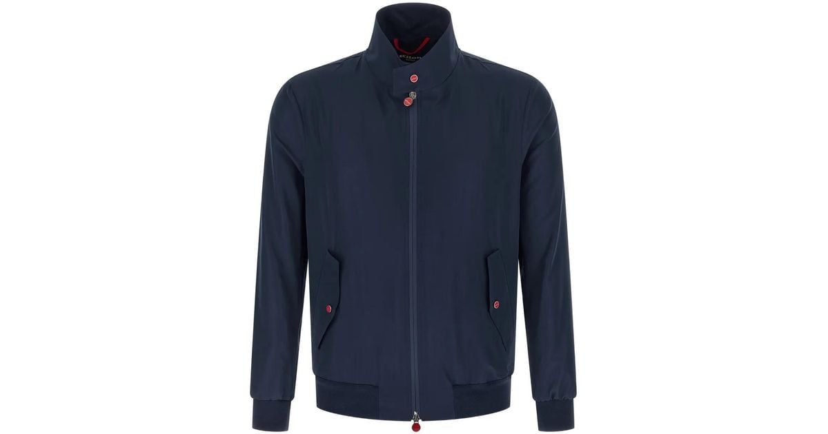 Kiton Cima Mandarin-Collar Jacket in Blue for Men | Lyst UK