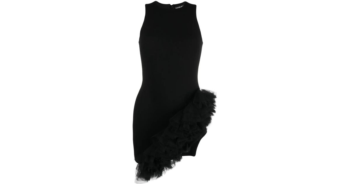 David Koma Ruffle-Hem Asymmetric Minidress in Black | Lyst UK