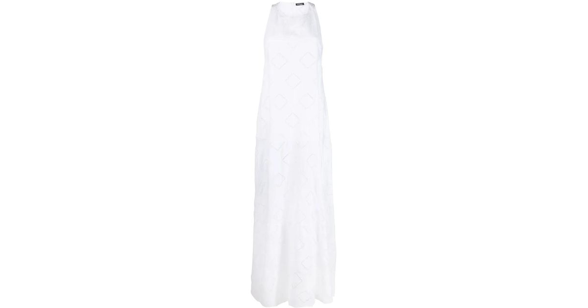 Kiton Perforated-Detailed Maxi Dress in White | Lyst