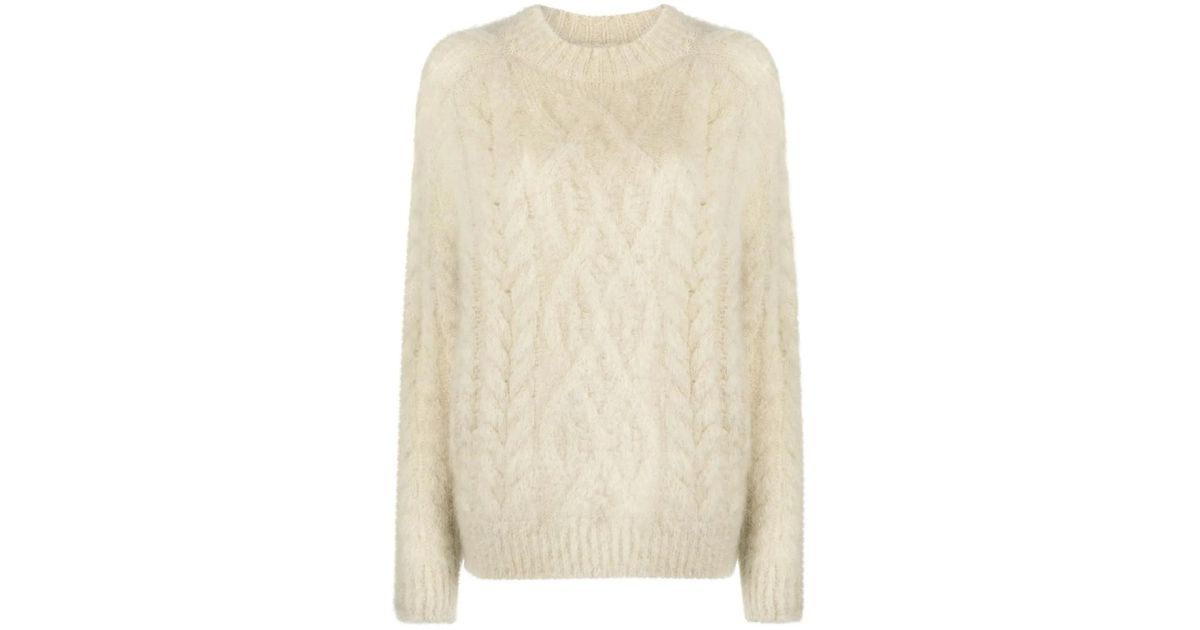 Isabel Marant Cable Knit Mohair Blend Sweater in Natural | Lyst UK