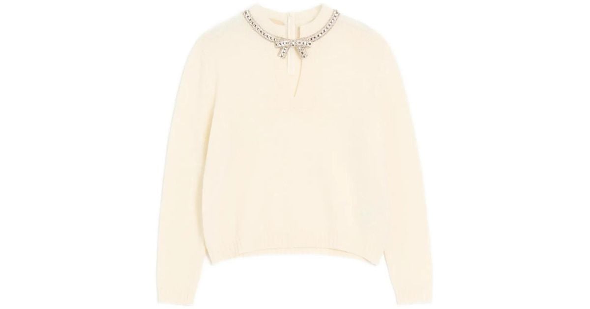 Valentino Garavani Embroidered Wool Jumper in Natural | Lyst UK
