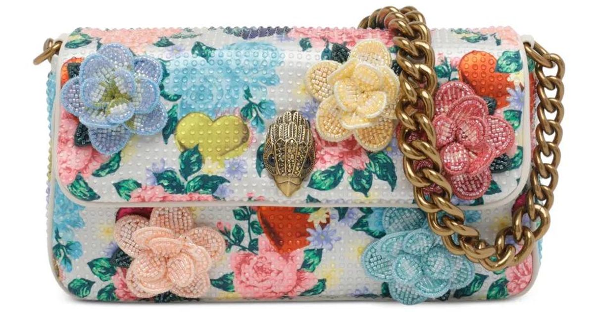 Kurt Geiger Small Flower Patch Chain Shoulder Bag in Blue | Lyst