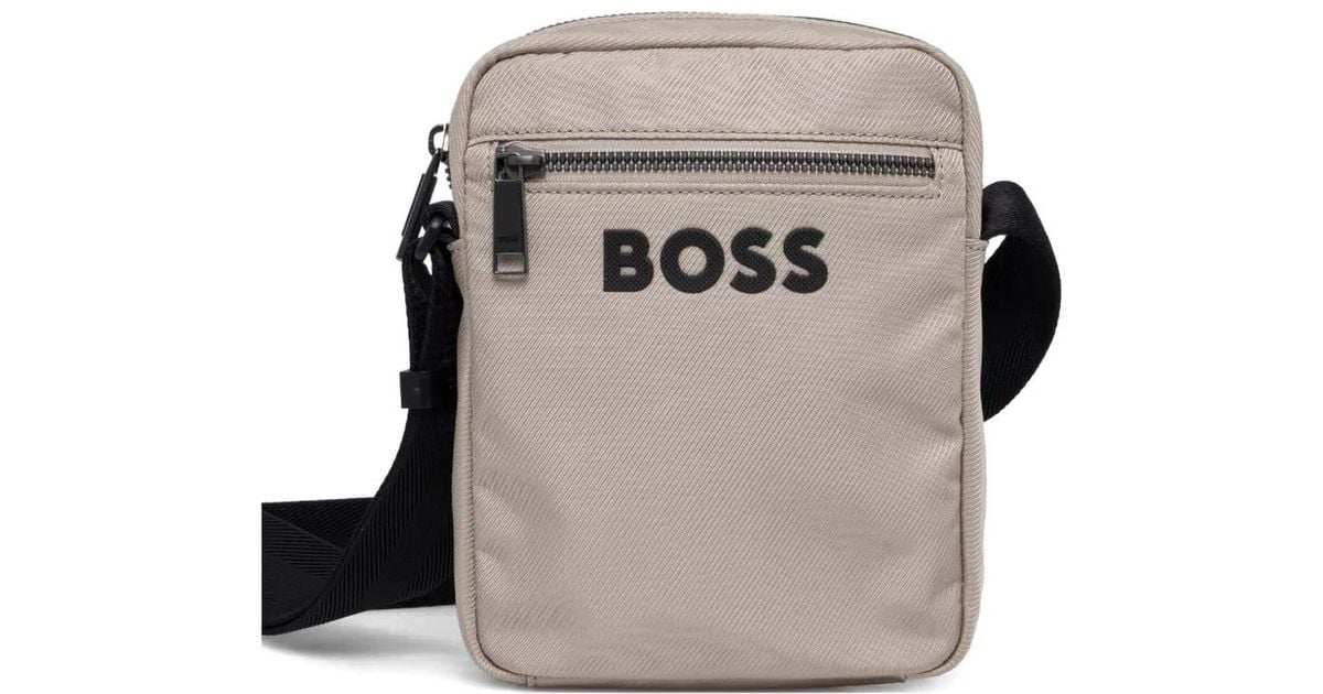 BOSS Textured Zip-Up Shoulder Bag in Grey for Men | Lyst UK