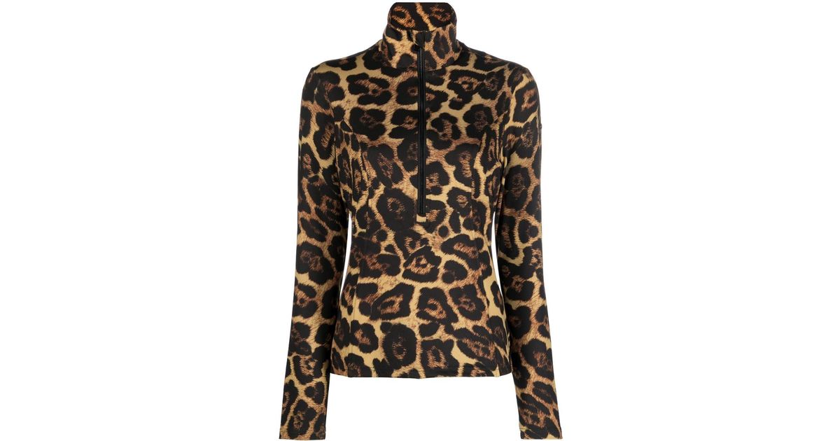 Goldbergh Leona Leopard-Print Ski Top in Black | Lyst