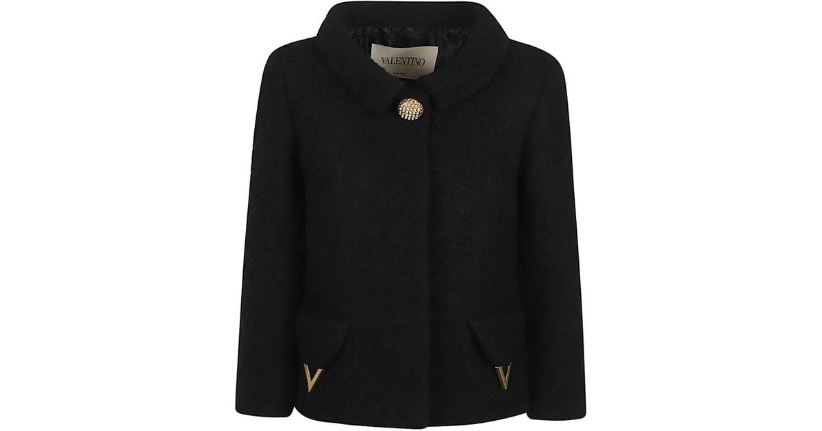 Valentino Garavani Button Vlogo Jacket in Black | Lyst UK