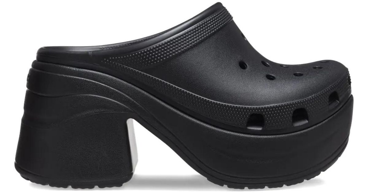 Crocs™ Platform-Heel Mules in Black | Lyst