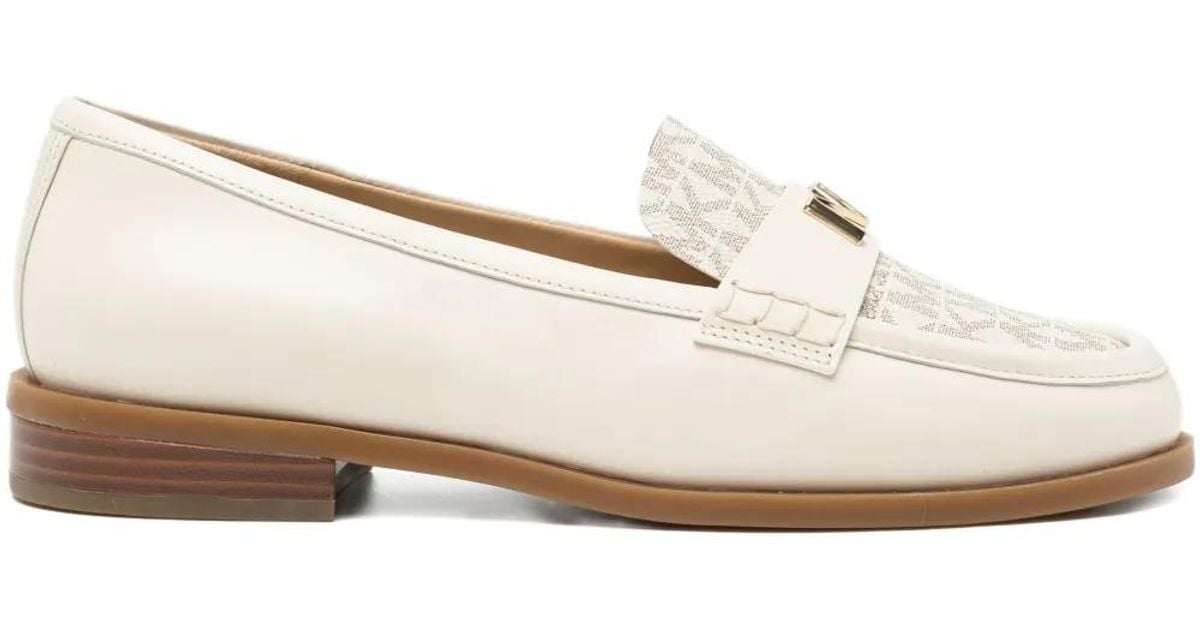 Michael Kors Lex Leather Logo Loafers in Natural | Lyst UK