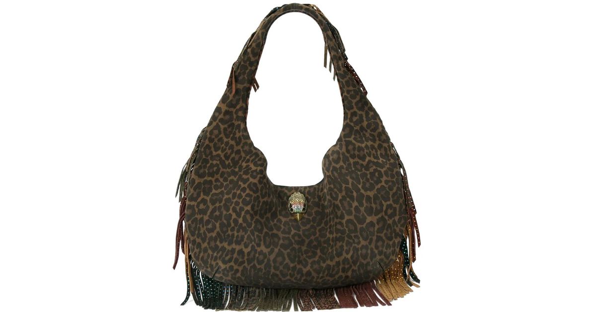 Kurt Geiger Leopard-Print Fringe Tote Bag in Black | Lyst